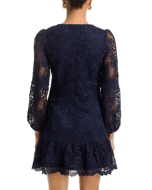 Aqua Scallop Lace Mini Dress