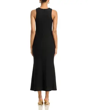 Aqua Gathered Jersey Dress Exclusive - Black