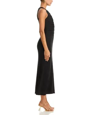 Aqua Gathered Jersey Dress Exclusive - Black
