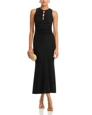 Aqua Gathered Jersey Dress - Black