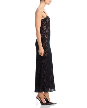 Aqua Stretch Lace Maxi Dress - Black