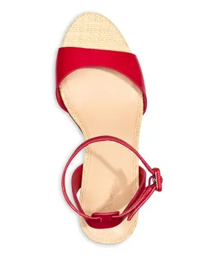 Aqua Baley Leather Sandals - Red Leather
