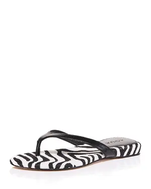 Aqua Jules Embellished Thong Sandals - Zebra