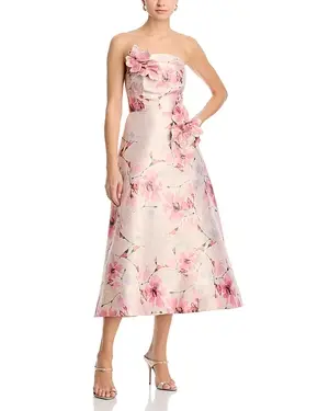 Rickie Freeman For Teri Jon Strapless Gazar Floral Dress