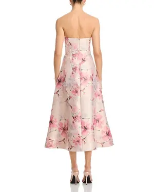 Rickie Freeman For Teri Jon Strapless Gazar Floral Dress