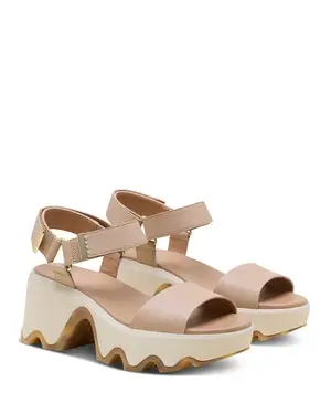 Sorel Kinetic Aura Y-strap Platform Sandals - Honest Beige