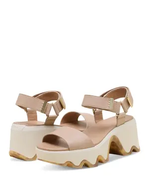 Sorel Kinetic Aura Y-strap Platform Sandals - Honest Beige