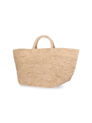 IBELIV Midi Raffia Tote Bag