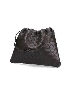 Bottega Veneta Leather Clutch With Woven Pattern - Brown
