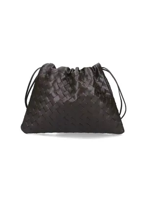 Bottega Veneta Leather Clutch With Woven Pattern - Brown