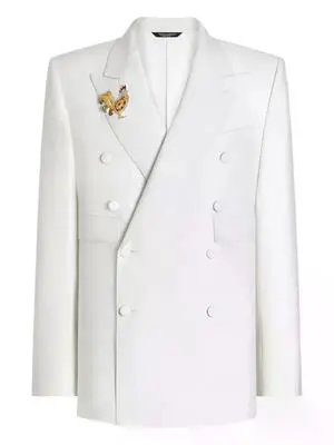 Dolce & Gabbana Double-breasted Brooch Jacket - White