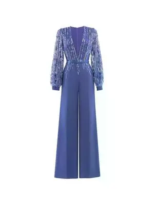 SAIID KOBEISY Crepe Jumpsuit - Blue