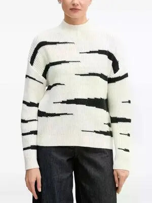 MARC AUREL High-neck Long Sleeve Sweater - White