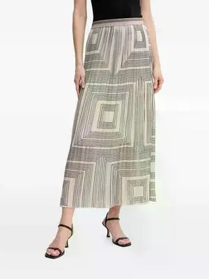 MARC AUREL Geometric Pleated Midi Skirt
