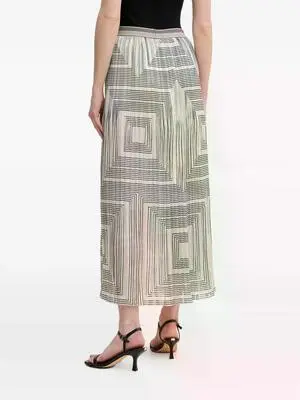 MARC AUREL Geometric Pleated Midi Skirt