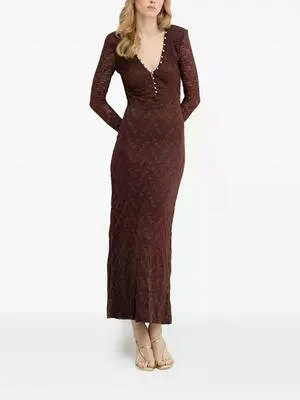 Bardot Lace V-neck Dress - Brown
