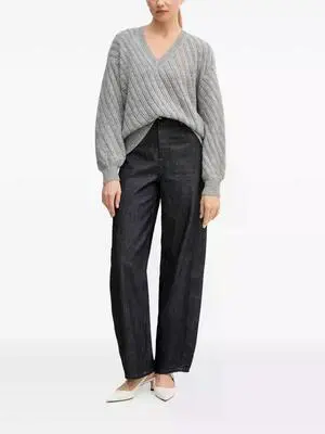MARC AUREL Open-knit V-neck Sweater