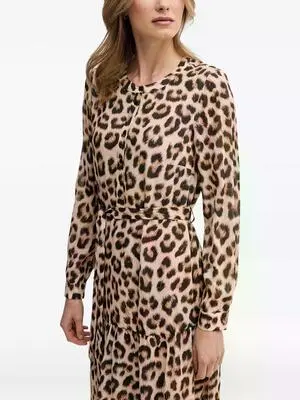 OUI Leopard-print Belted Midi Dress