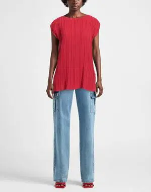 Alpha Studio Crepe Pleated Top - Red