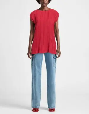 Alpha Studio Crepe Pleated Top - Red