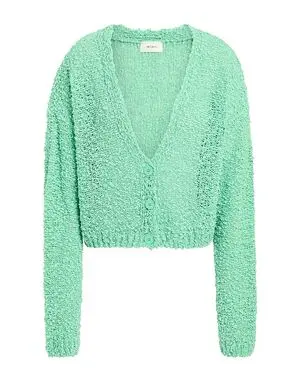 VICOLO Open-knit Bouclé Cropped Cardigan - Green
