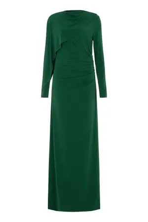 DASKA Maxi Dress With Cape Detail - Pine Green