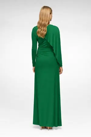DASKA Maxi Dress With Cape Detail - Pine Green