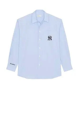 SPORTY & RICH Heritage Yankees Serif Oversized Shirt In Blue