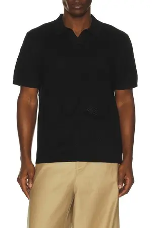 Reigning Champ Cotton Linen Victor Polo - Black