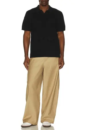Reigning Champ Cotton Linen Victor Polo - Black