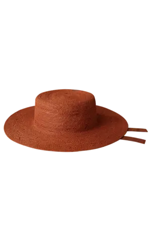 BRUNNA.CO Jute Boater Hat - Burnt Sienna