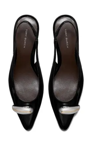 Tory Burch Pierced Slingback Pumps - Perfect Black/silver