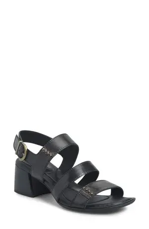 BØRN Secan Block Heel Sandal - Black Leather