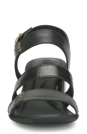 BØRN Secan Block Heel Sandal - Black Leather