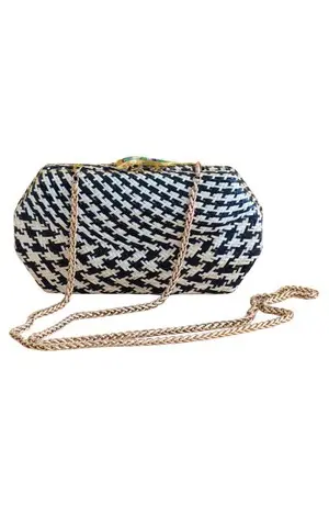 LIKHA Houndstooth Octagon Clutch - Black