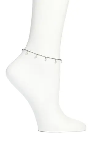 VIDAKUSH Crystal Drop Anklet - Silver