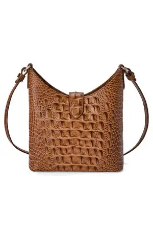 Brahmin Small Croc Embossed Leather Crossbody Bag