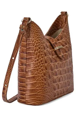Brahmin Small Croc Embossed Leather Crossbody Bag