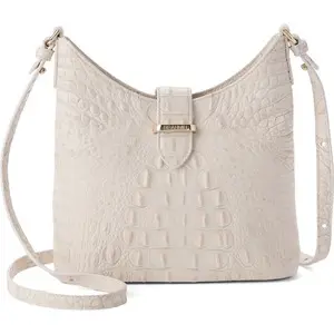 Brahmin Small Croc Embossed Leather Crossbody Bag - Ivory