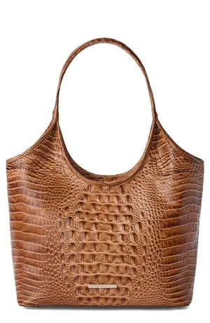 Brahmin Croc-embossed Leather Tote - Cinnamon