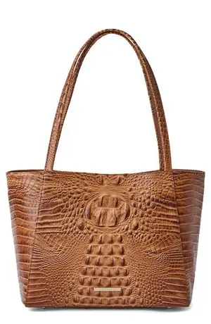Brahmin Mona Croc Embossed Leather Tote - Cinnamon
