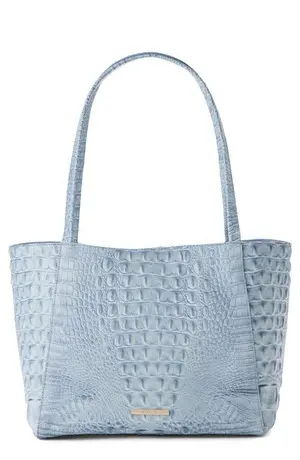 Brahmin Mona Croc Embossed Leather Tote - Stonewash