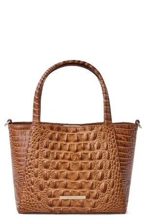 Brahmin Croc Embossed Leather Top Handle Bag - Cinnamon