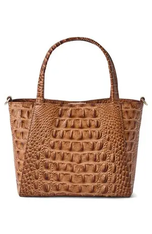 Brahmin Croc Embossed Leather Top Handle Bag - Cinnamon