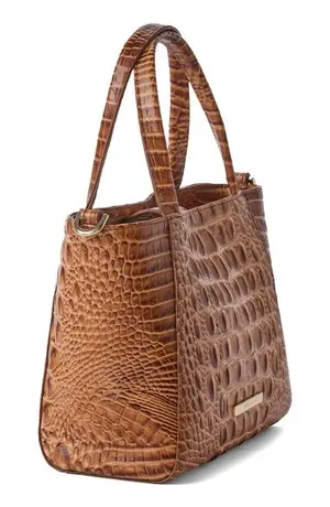 Brahmin Croc Embossed Leather Top Handle Bag - Cinnamon
