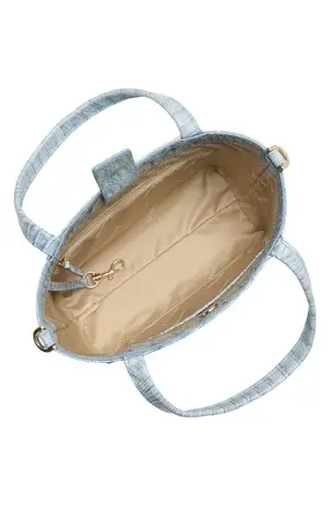 Brahmin Croc Embossed Leather Top Handle Bag - Stonewash