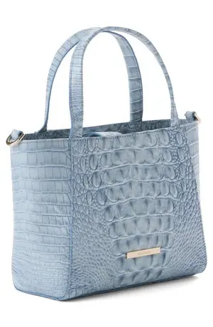Brahmin Croc Embossed Leather Top Handle Bag - Stonewash