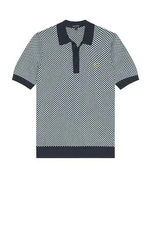 Fred Perry Chequerboard Knitted Polo Shirt In Blue