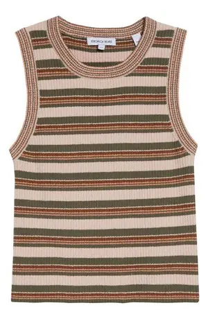 Veronica Beard Jerrell Stripe Stretch Cotton Rib Tank Top
