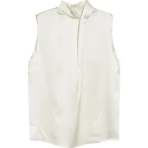 Eleventy Twist Mock Neck Sleeveless Top - Ivory